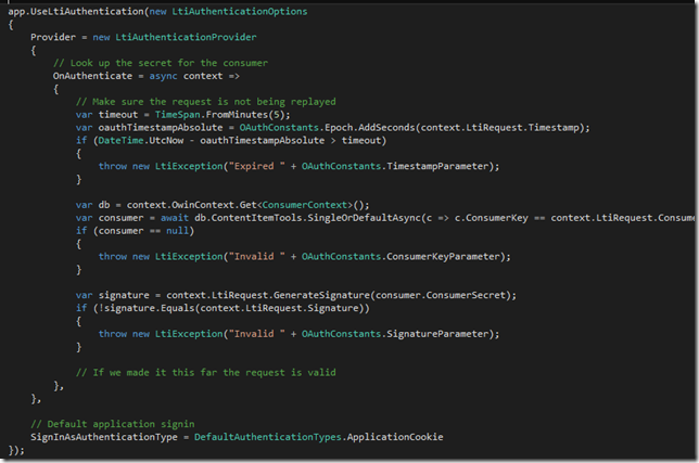 Using OWIN to handle LTI API authentication | Learning Tools